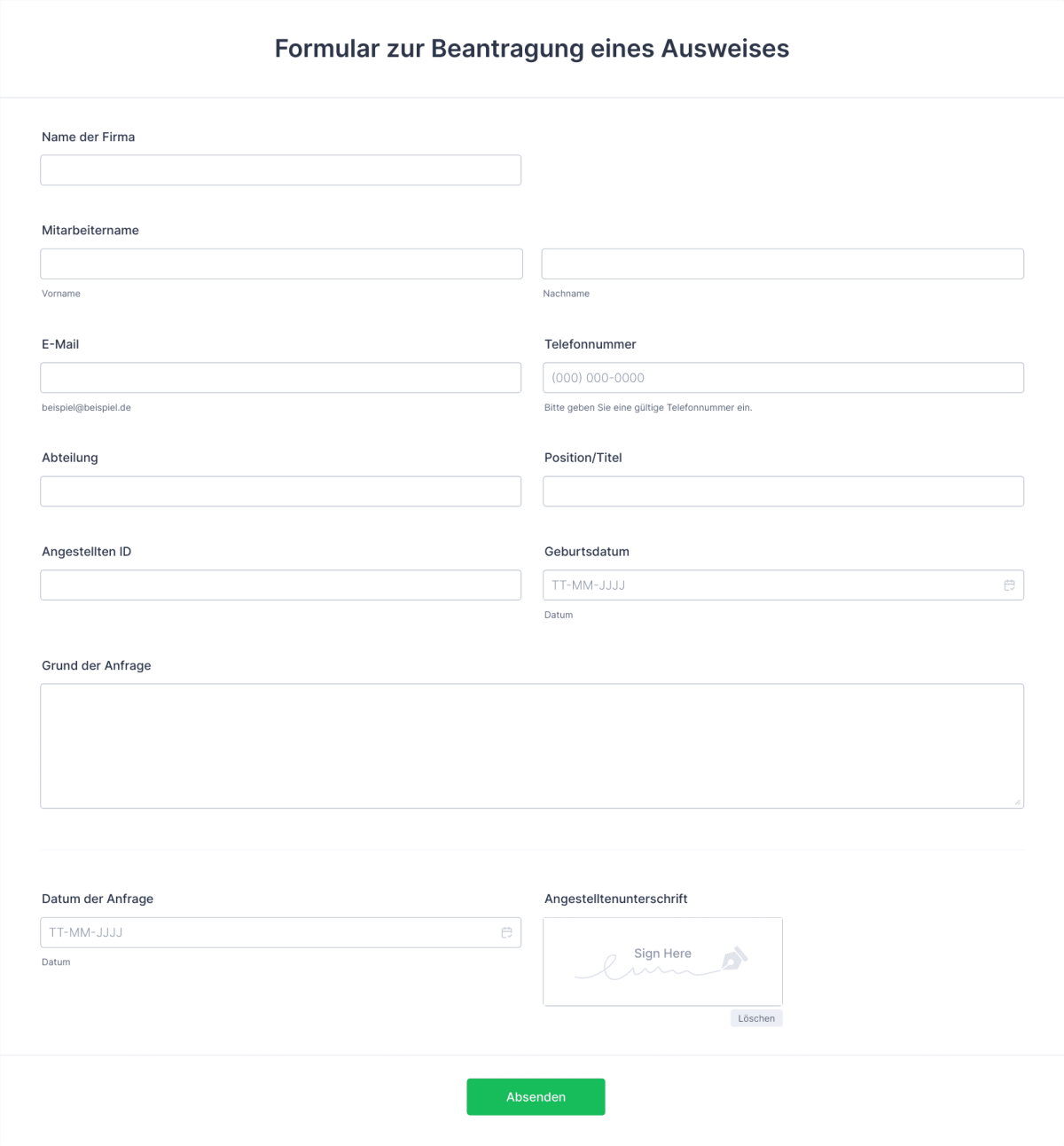 Formular zur Beantragung eines Ausweises Formularvorlage | Jotform Formular zur Beantragung eines Ausweises Formularvorlage | Jotform